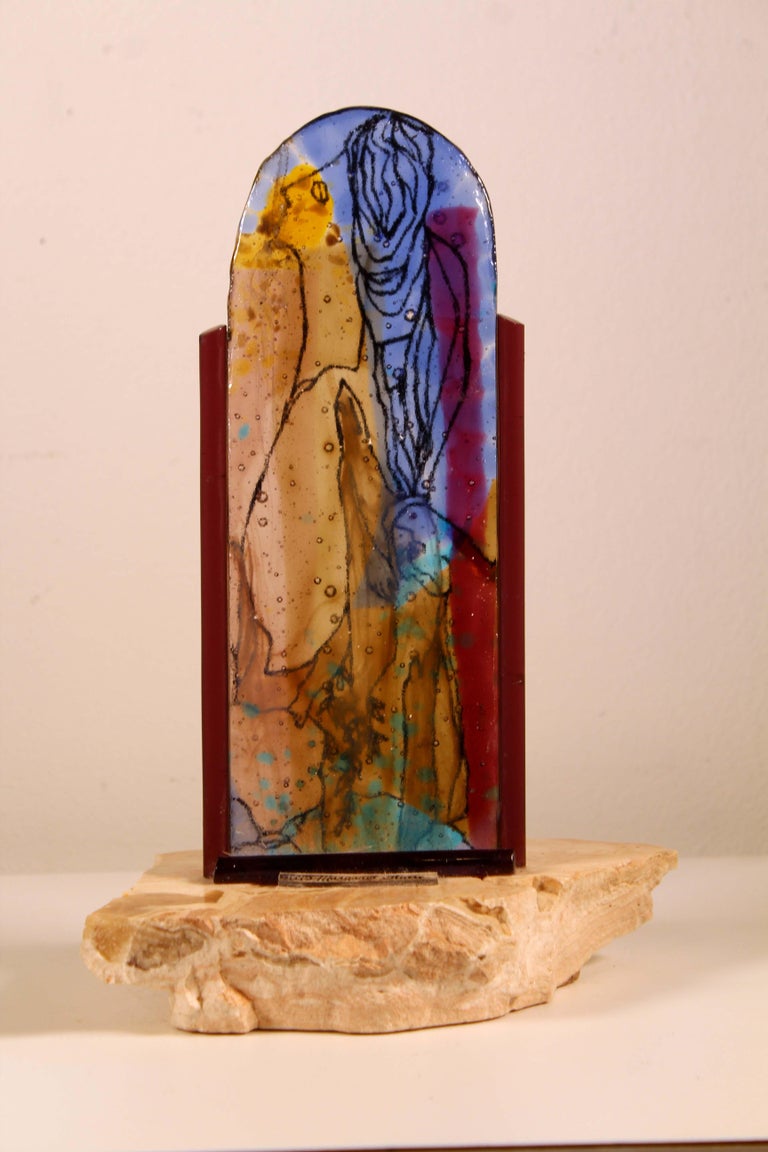 Collectible Margaret Stone Female Form Art Glass Sculpture on Rock ...
