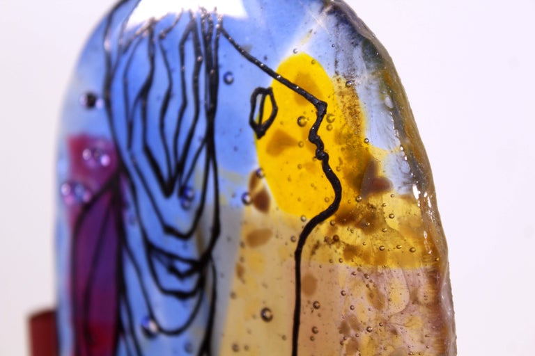 Collectible Margaret Stone Female Form Art Glass Sculpture on Rock ...