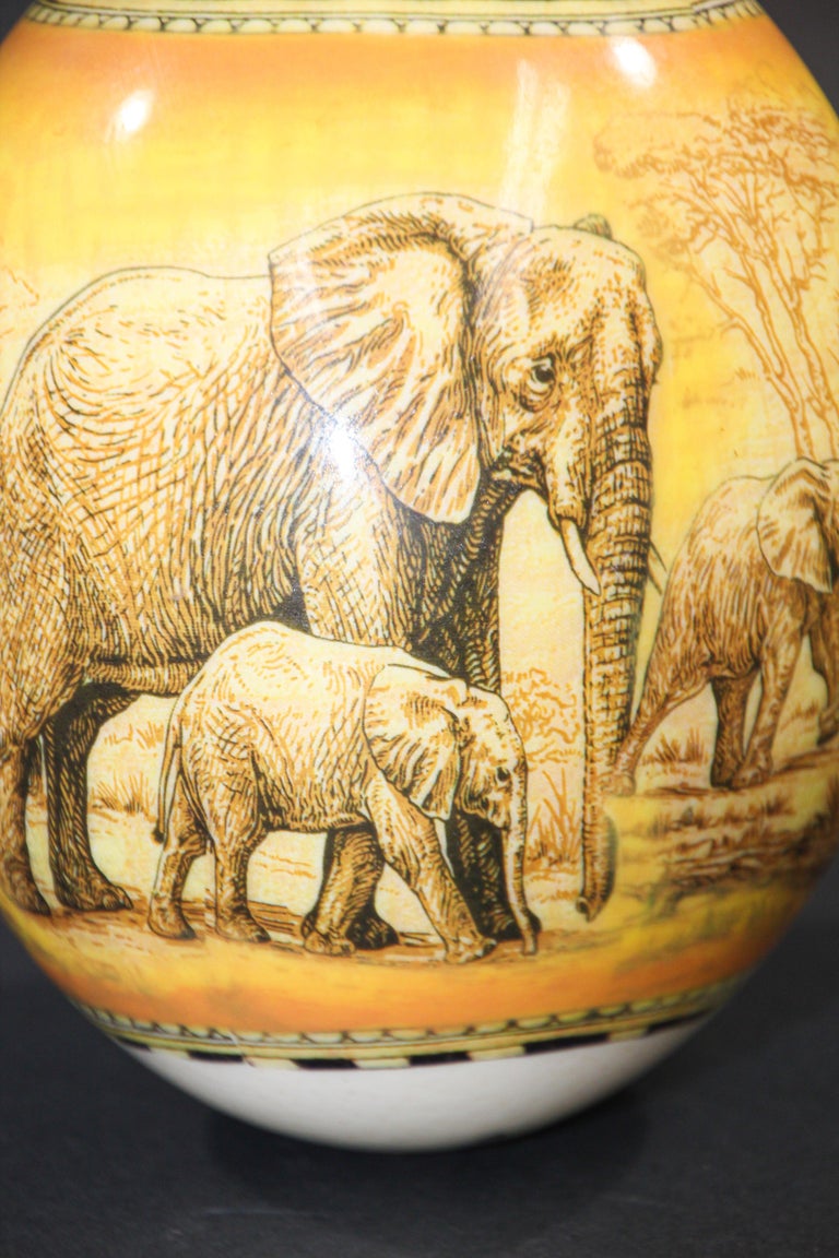 Collectible Ostrich Egg Shell Handpainted with Elephants Scene at 1stDibs