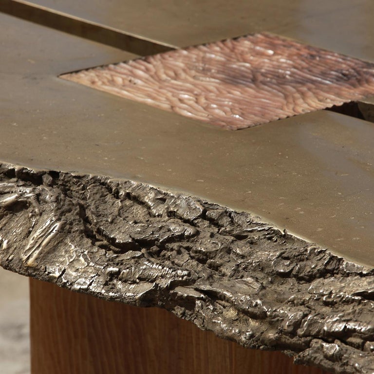 "BRUT" Collectible Sculpture Solid Wood Dining Table with Brass Metal ...