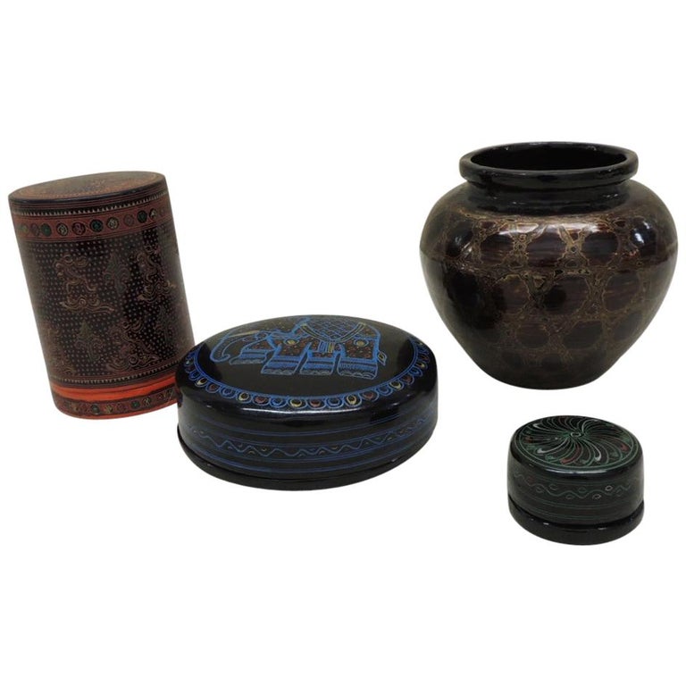 Collectible Set of Indian Lacquer Ware at 1stDibs