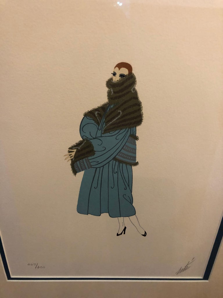 Collectible Signed Erte Lithograph of Stylish Woman For Sale at 1stDibs