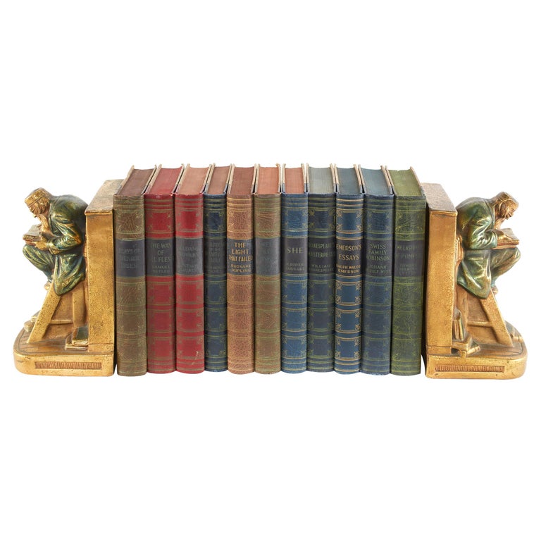 Collection Leather Bound Library Book Set For Sale at 1stDibs