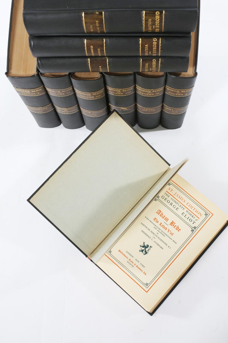Collection Leather-Bound Library Book Set / Ten For Sale at 1stDibs