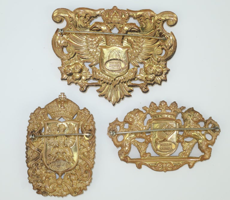 Collection Miriam Haskell Medallion Coat-of-Arms Brooches For Sale at ...