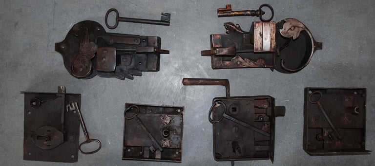 Collection of 13 German Steel Forged Locks For Sale at 1stDibs