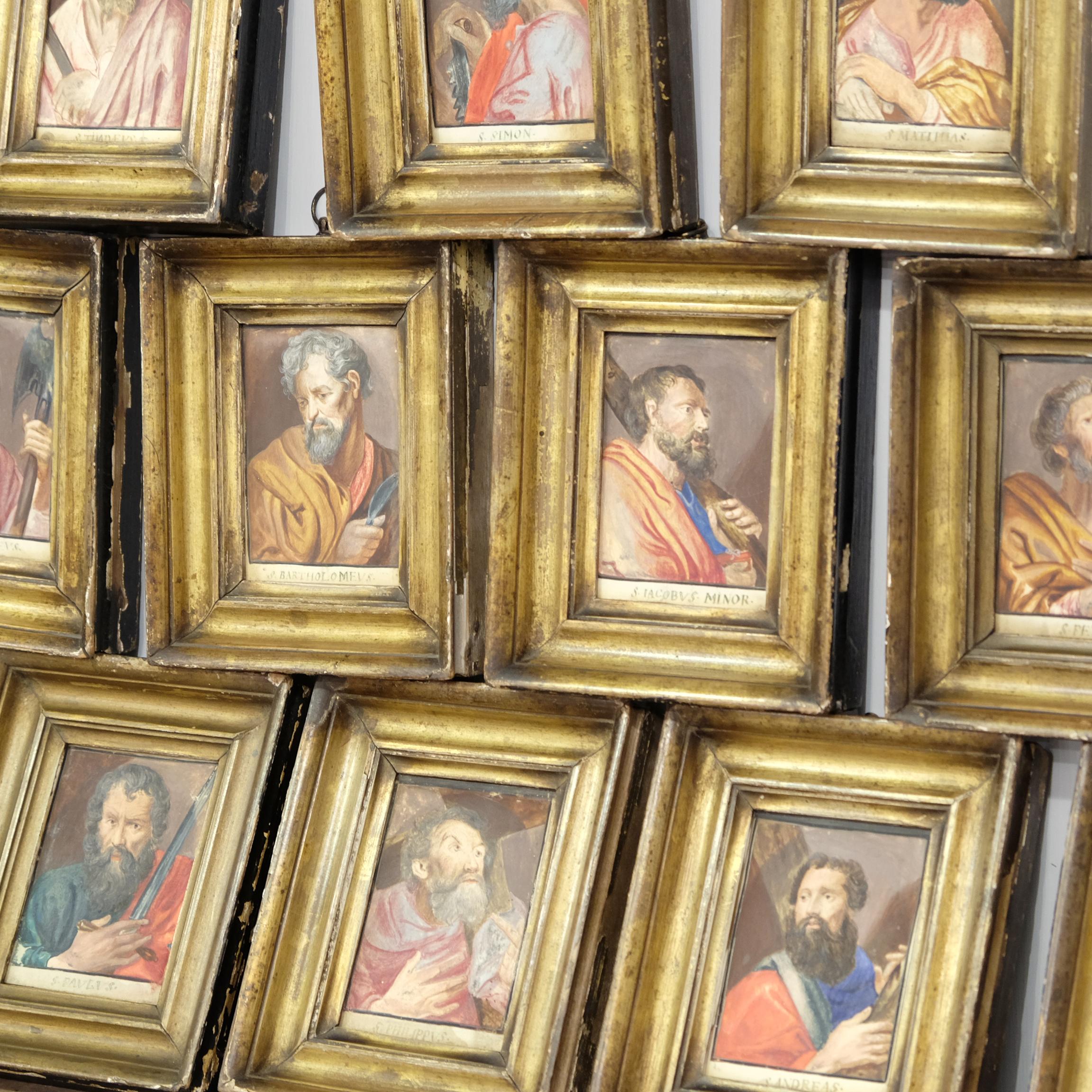 Collection of 13 Jesus and Apostles Portraits, Watercolour, Gilt Frames ...
