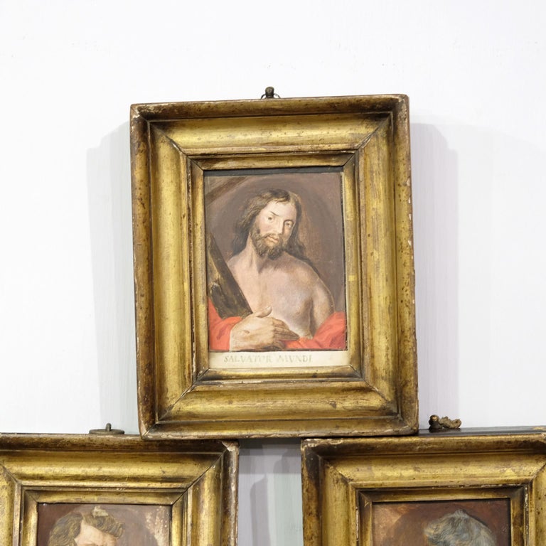 Collection of 13 Jesus and Apostles Portraits, Watercolour, Gilt Frames ...