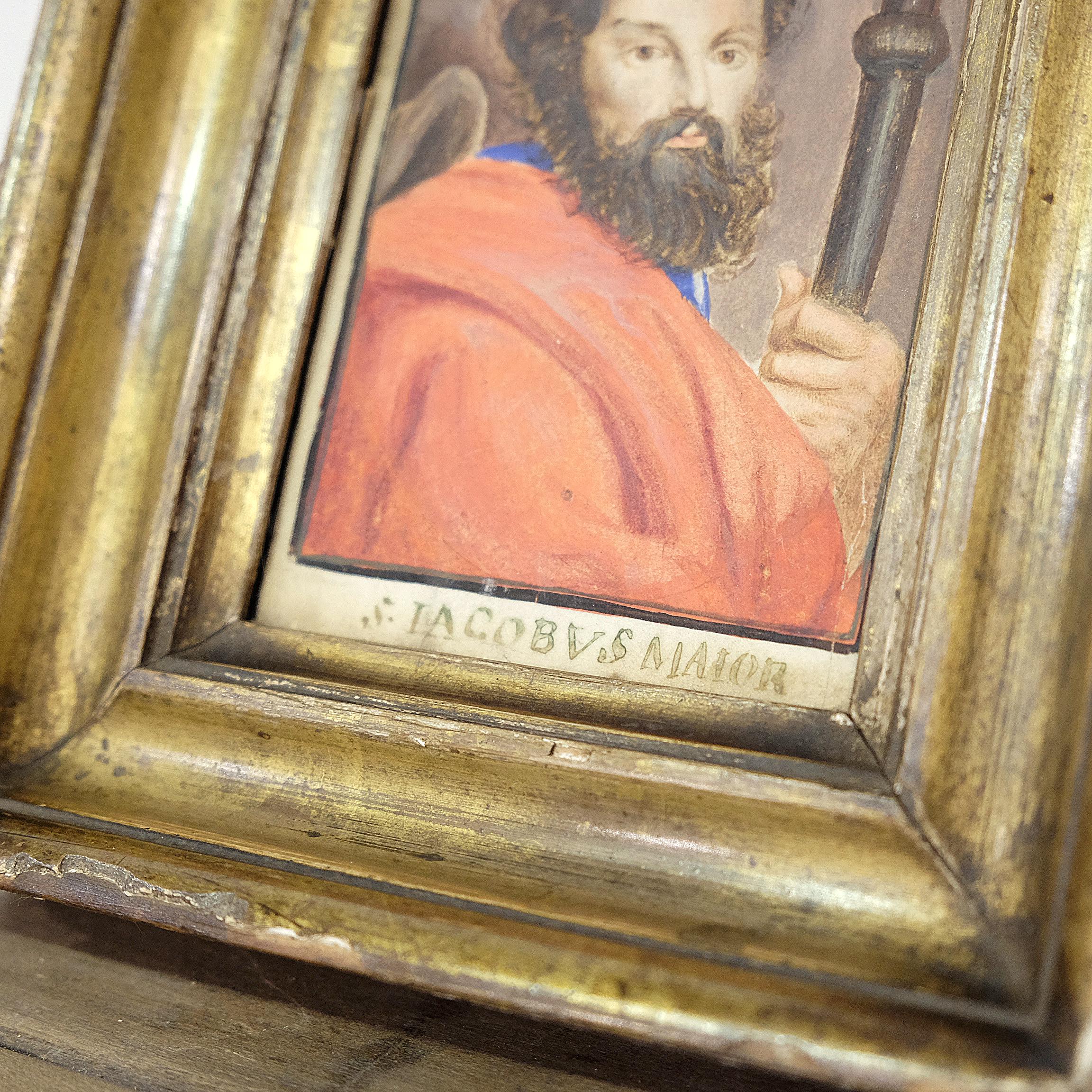 Collection of 13 Jesus and Apostles Portraits, Watercolour, Gilt Frames ...
