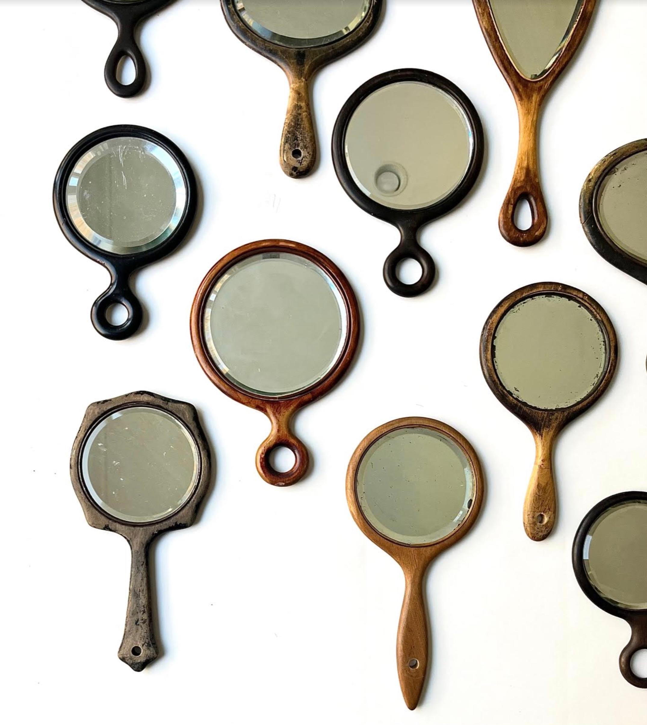 Collection of 16 Antique Hand Mirrors with Beveled Glass For Sale at ...