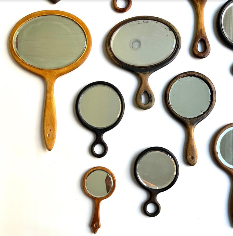 Collection of 16 Antique Hand Mirrors with Beveled Glass For Sale at ...