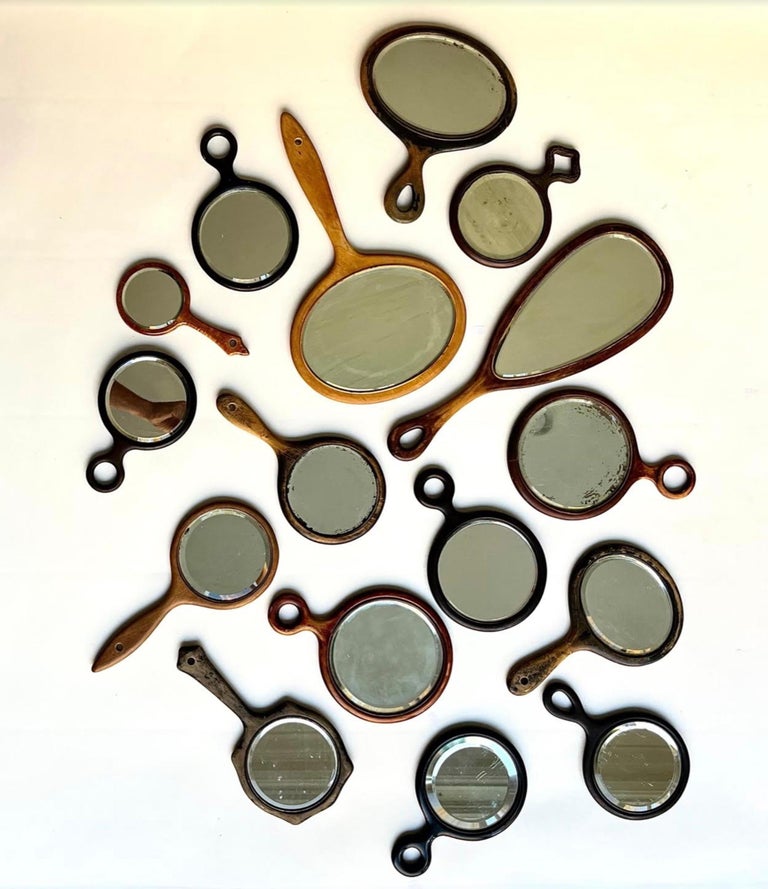 Collection of 16 Antique Hand Mirrors with Beveled Glass For Sale at ...
