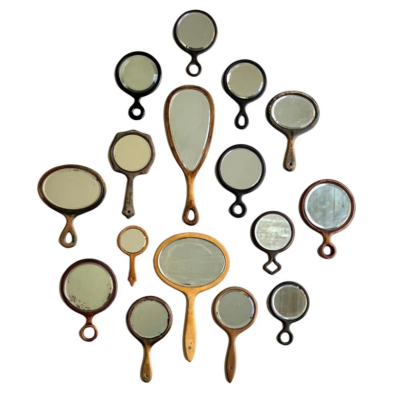 Collection of 16 Antique Hand Mirrors with Beveled Glass For Sale at ...