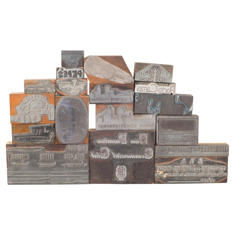 Collection of 17 Typeset Advertising Print Blocks, C.1940 For Sale at ...
