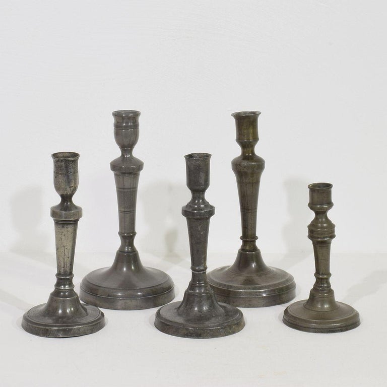 Collection of 18th-19th Century French Pewter Candleholders For Sale at ...