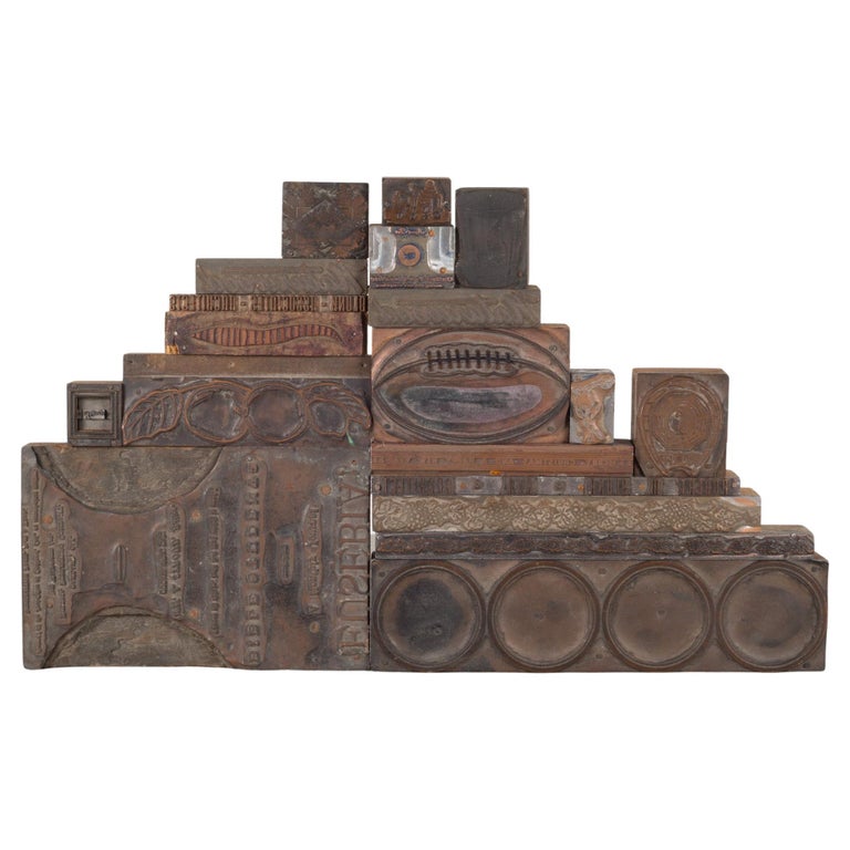 Collection of 19 Brown Typeset Advertising Print Blocks, circa 1940 For ...