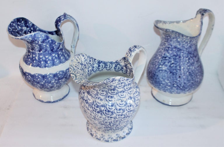 Collection of 19th Century Spatter Ware / Soft Paste Pitchers, 3 For ...