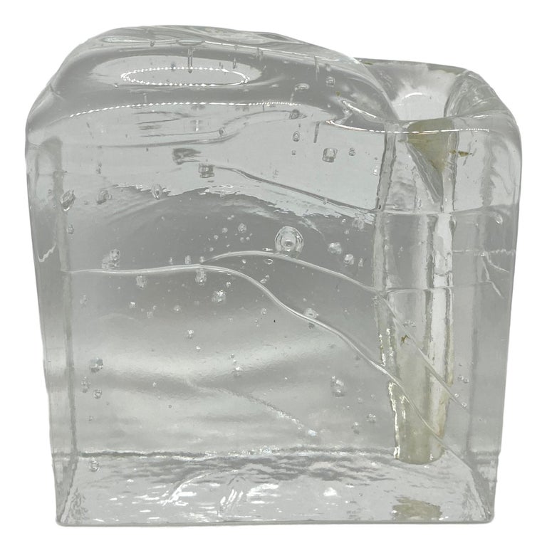 Collection of 2 Ice Block Glass "Solifleur" Vases, German, 1960s For ...