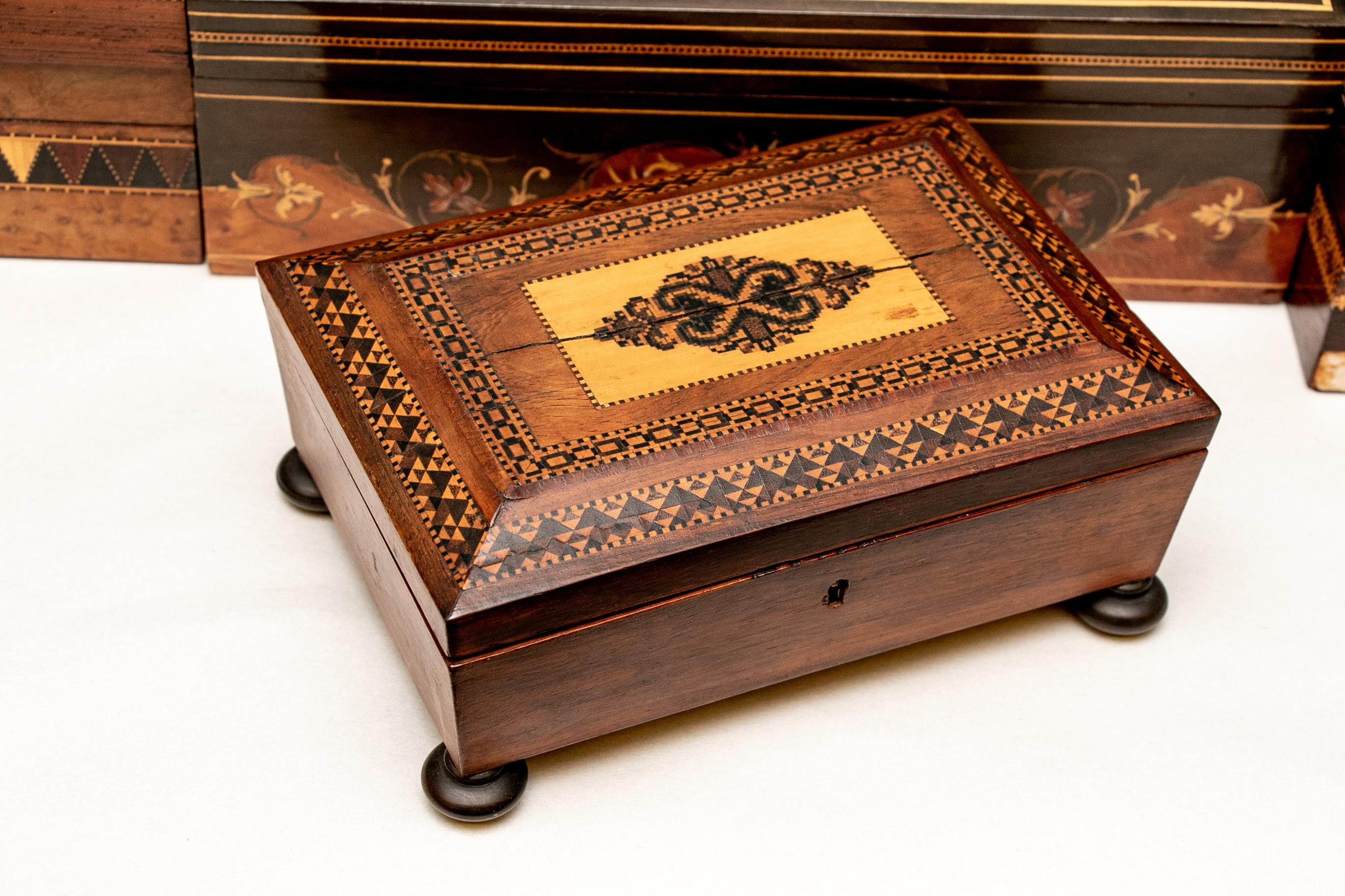 Collection of 20 Antique Turnbridge Wells Inlaid Wood Boxes and ...
