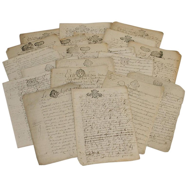 Collection of 20 French, 17th-18th Century Manuscripts at 1stDibs