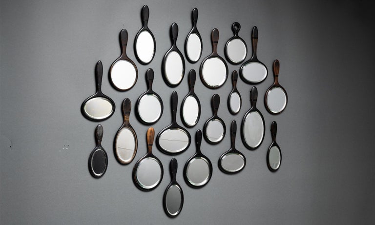 Collection of '22' Black Hand Mirrors, England, circa 1880 at 1stDibs