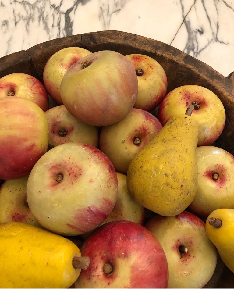 Collection of 23 Hand Painted Stone Apples and Pears in Primitive Dough ...