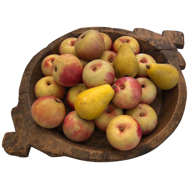 Collection of 23 Hand Painted Stone Apples and Pears in Primitive Dough ...