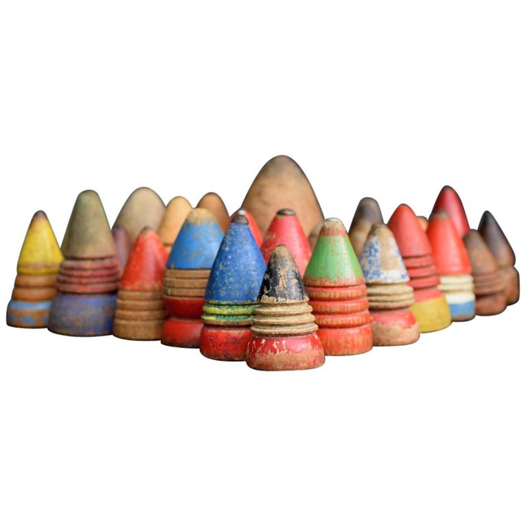 Collection of 27 Victorian and Edwardian Turned Wooden Hand Painted ...