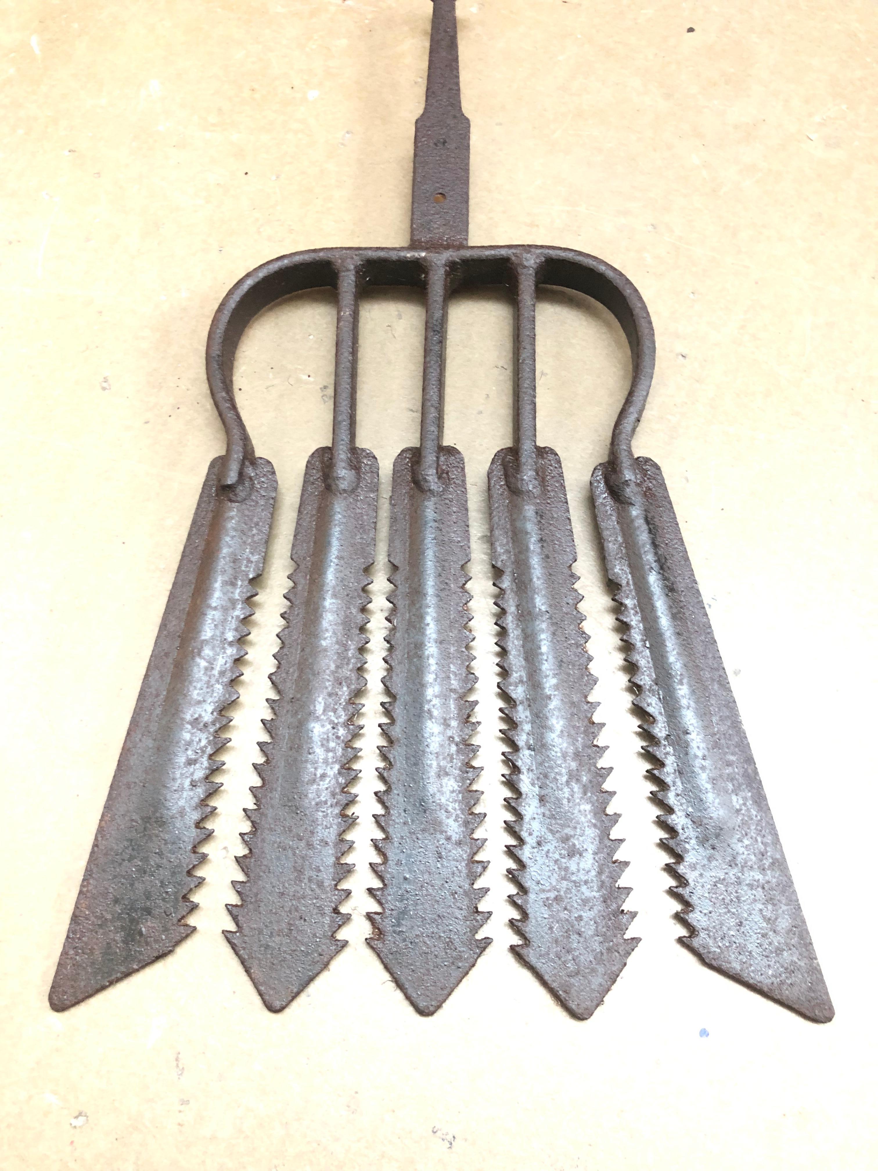 Collection of 3 Antique Wrought Iron Eel Forks For Sale at 1stDibs