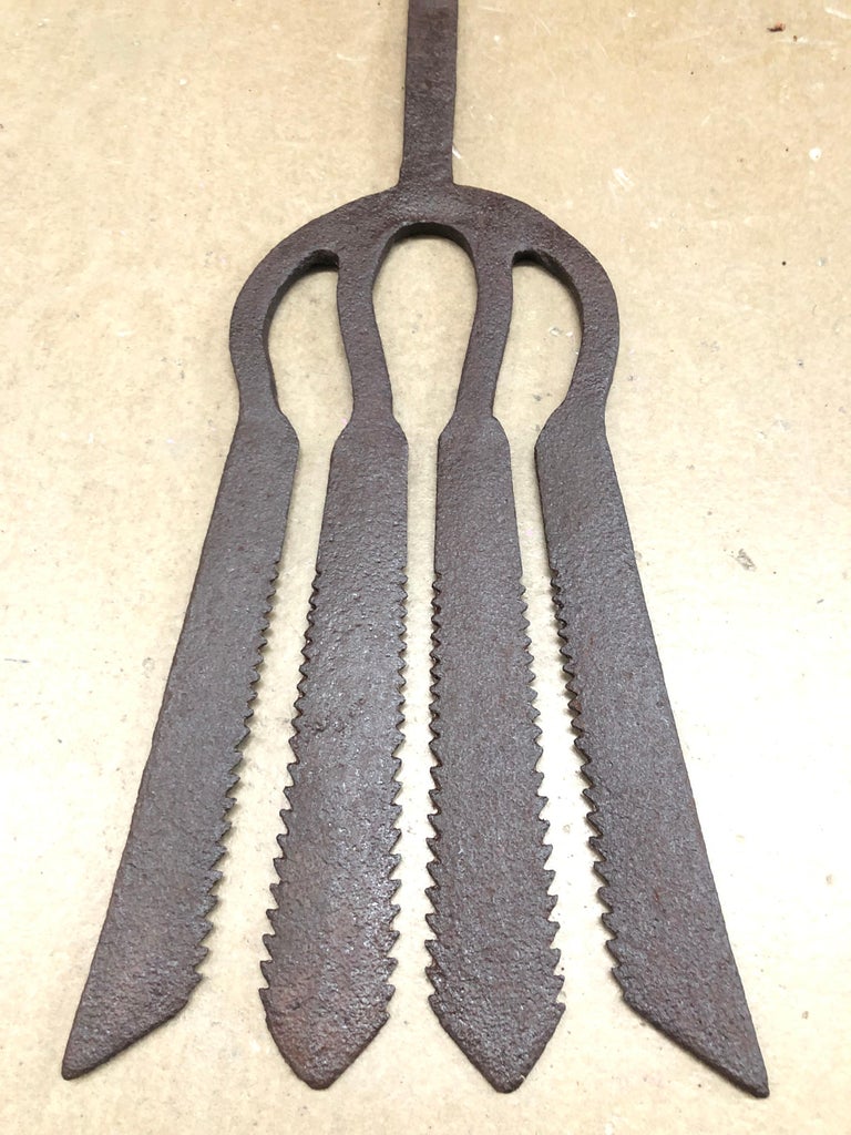 Collection of 3 Antique Wrought Iron Eel Forks For Sale at 1stDibs