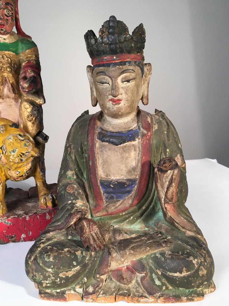 Collection of 3 Carved Wooded Asian Deities at 1stDibs | asian dieties