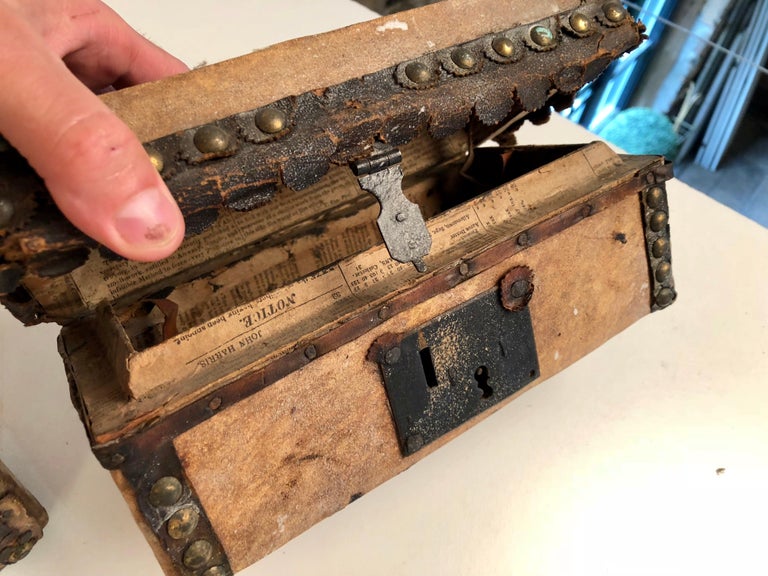 Collection of 3 Early Parchment Covered Boxes For Sale at 1stDibs