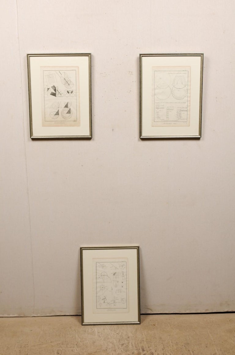 Collection of 3 Framed 18th Century Bernard Direx Geometric Renderings ...