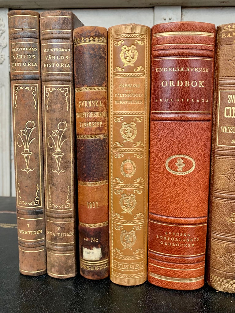 Collection of 34 Scandinavian Antique Leather-Bound Books at 1stDibs