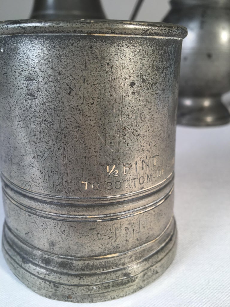 Collection of 4 Antique Pewter Articles at 1stDibs