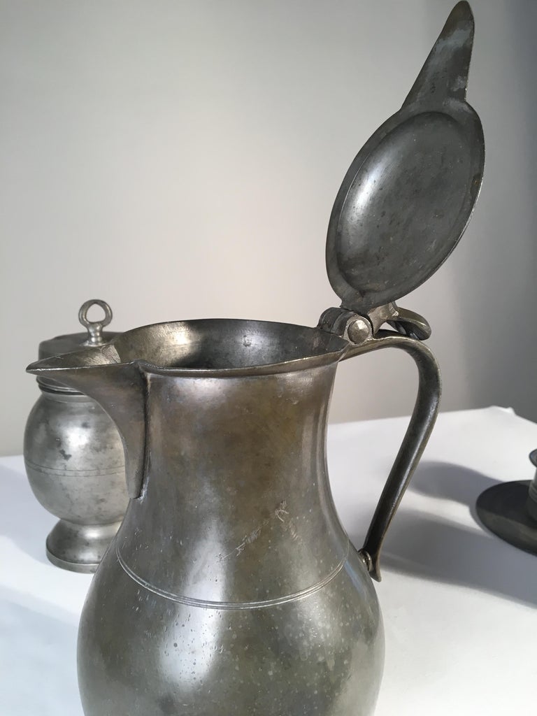 Collection of 4 Antique Pewter Articles at 1stDibs