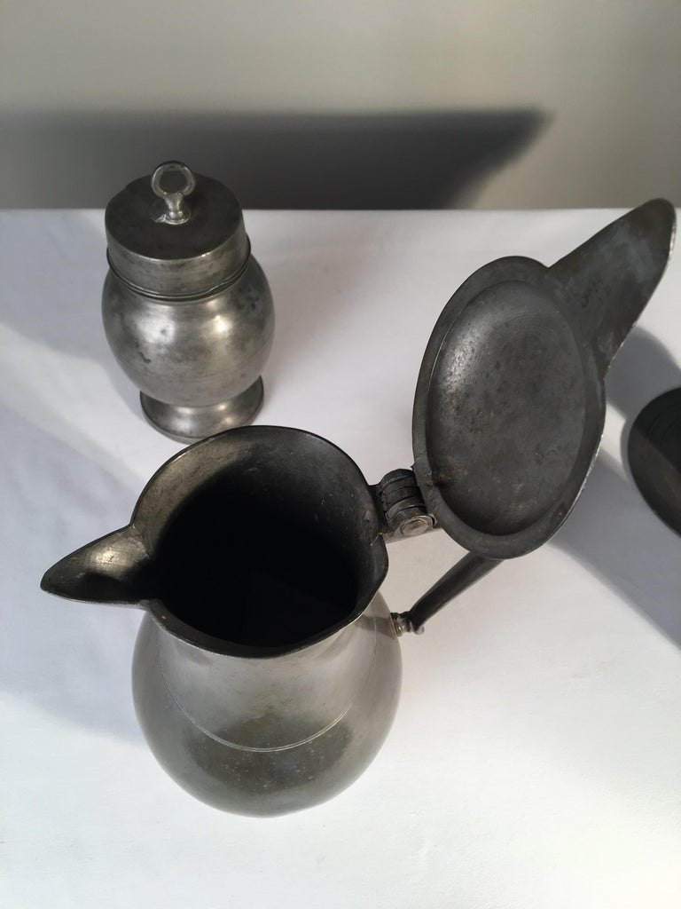 Collection of 4 Antique Pewter Articles at 1stDibs