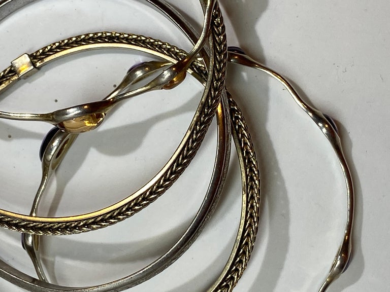 Collection Of 5 Multi Designed Sterling Silver Bracelets For Sale at ...