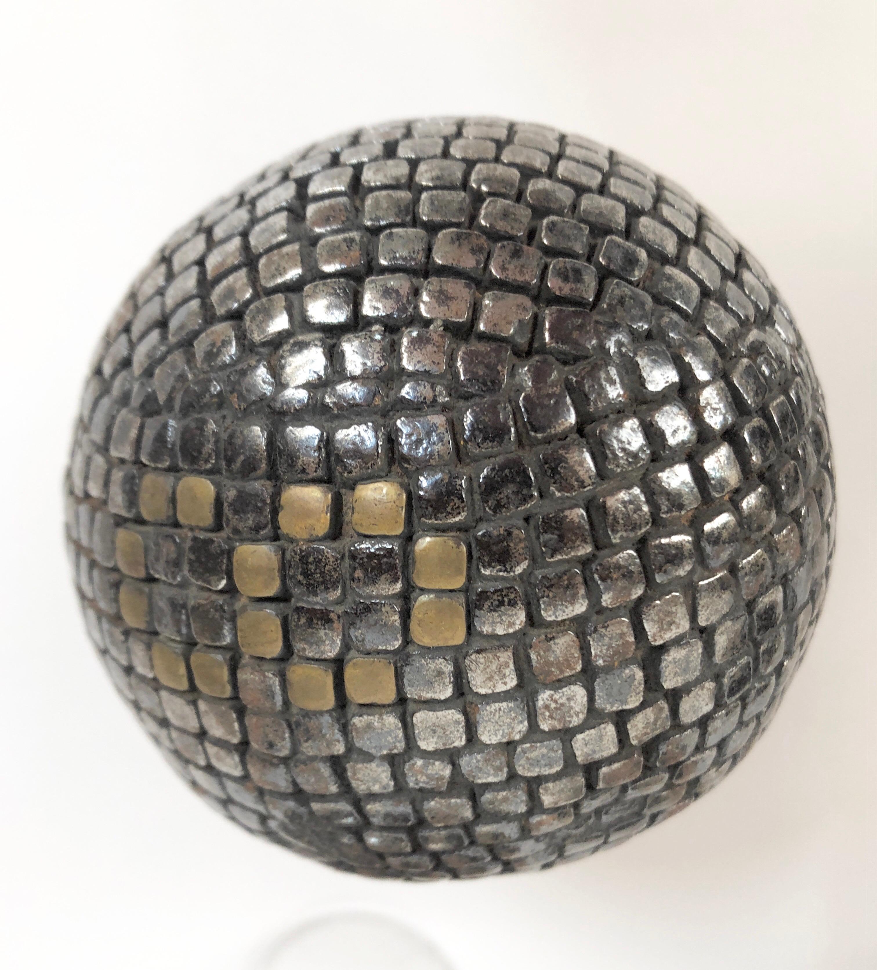Collection of 6 Antique French Steel and Brass Studded Pétanque Balls ...