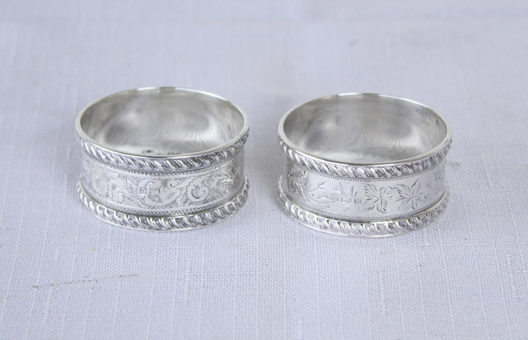 Collection of 6 Assorted English Hallmarked Napkin Rings at 1stDibs