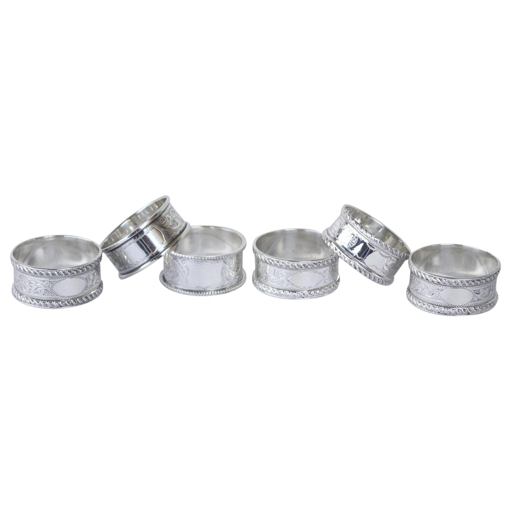 Collection of 6 Assorted English Hallmarked Napkin Rings at 1stDibs