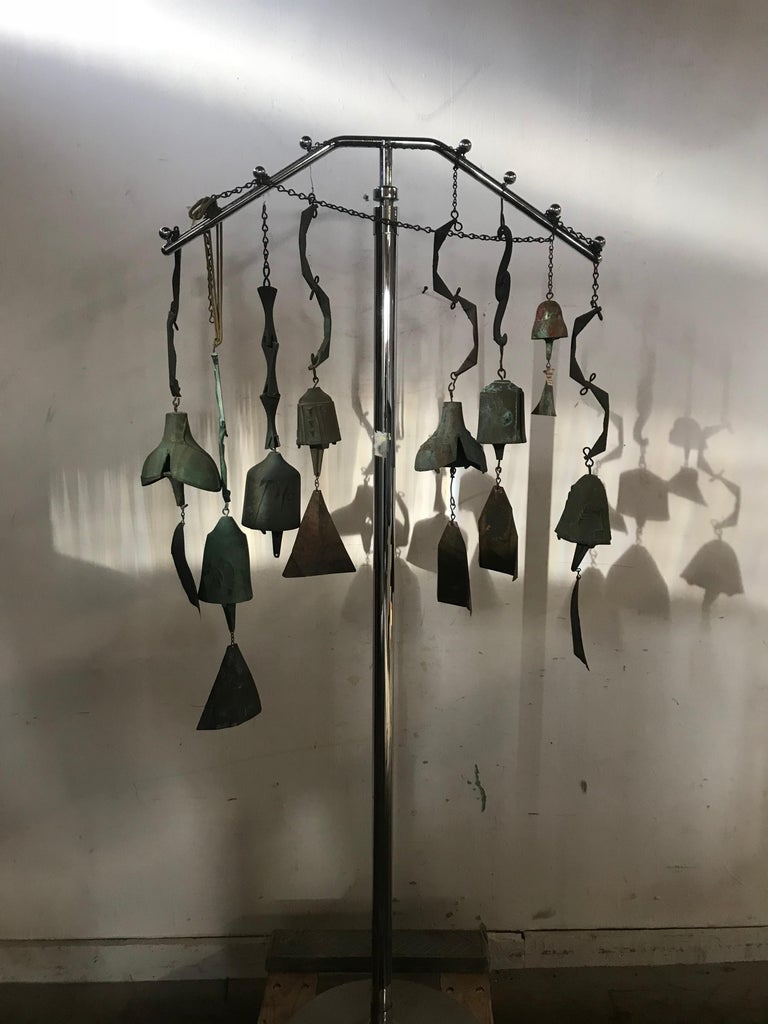 Collection of 8 Cast Bronze Wind Bells by Paolo Soleri, Cosanti at ...
