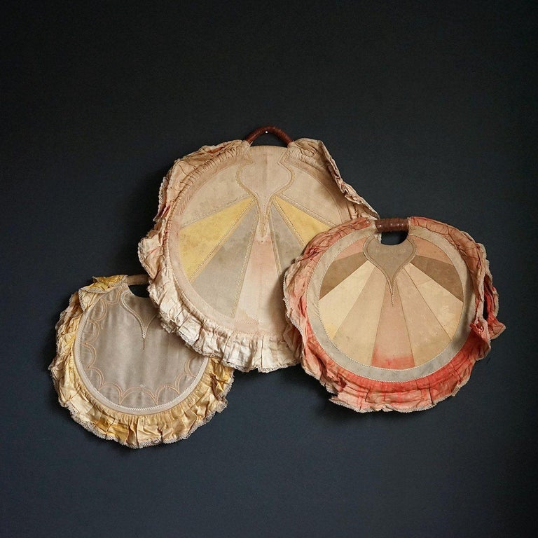 Collection of Antique South Indian Silk Embroidered Hand Fans For Sale ...