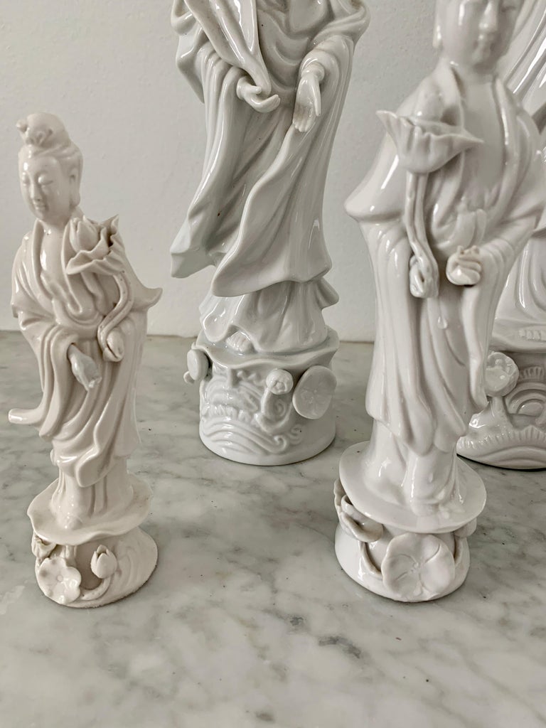 Collection of Chinoiserie Blanc De Chine White Porcelain Figures, a Set ...