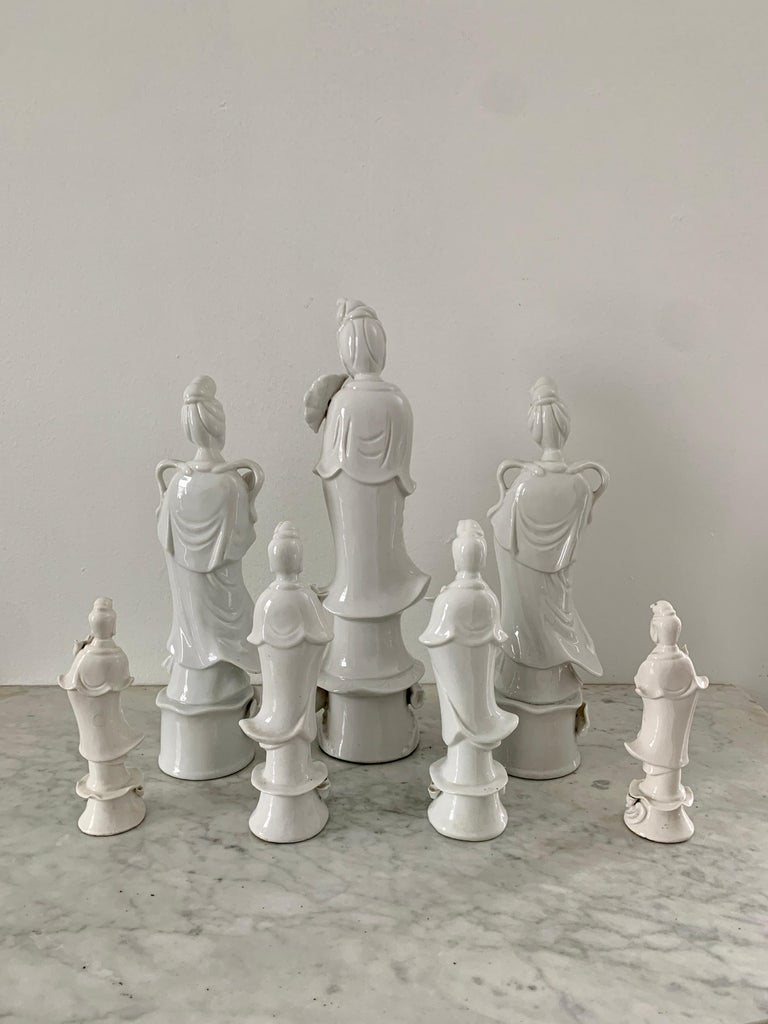 Collection of Chinoiserie Blanc De Chine White Porcelain Figures, a Set ...