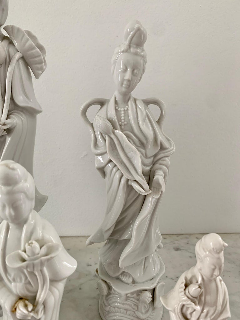 Collection of Chinoiserie Blanc De Chine White Porcelain Figures, a Set ...