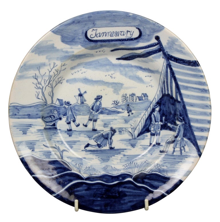 Collection of Delft Blue and White Month Plates For Sale at 1stDibs