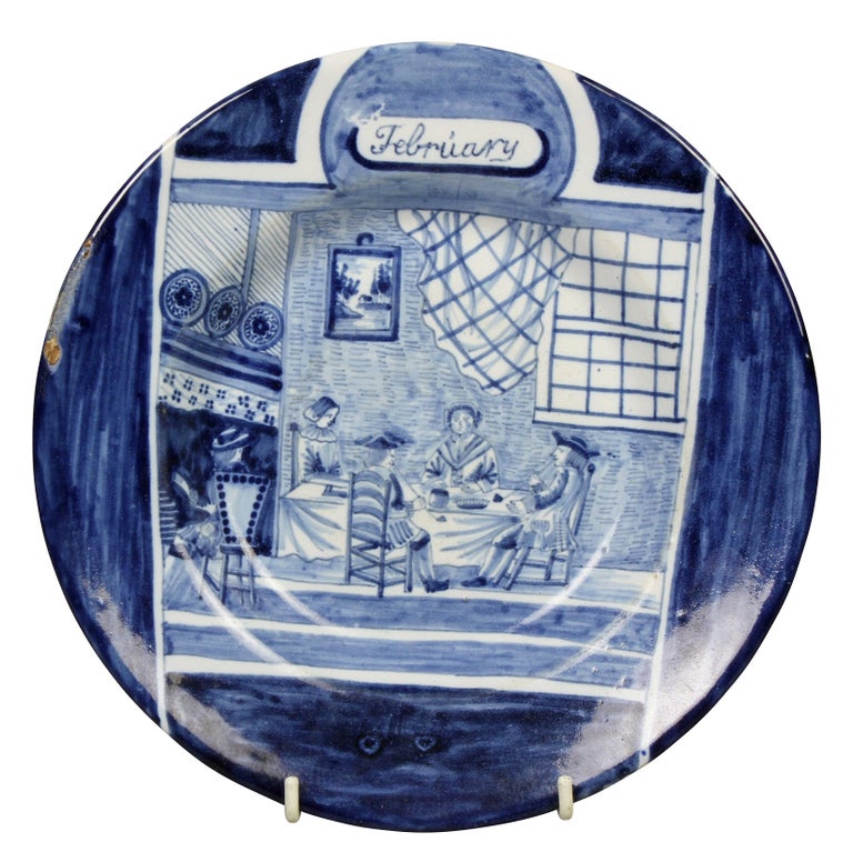 Collection of Delft Blue and White Month Plates For Sale at 1stDibs