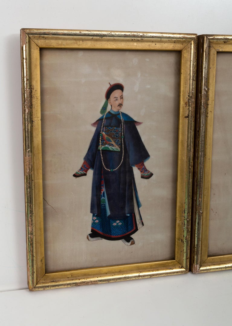 Collection of Five 19th Century Chinese Export Gouache Portraits on ...