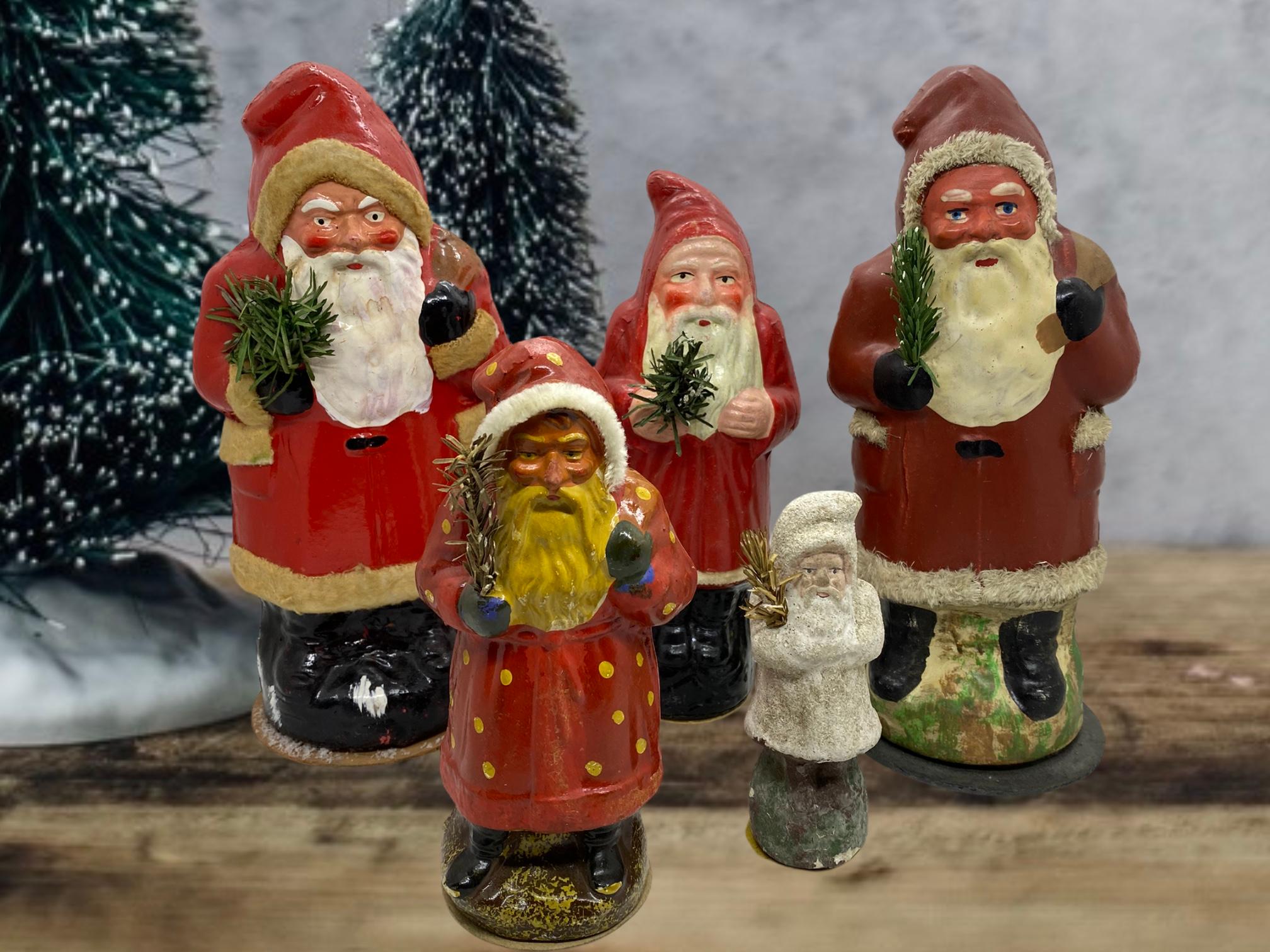Collection of Five Santa Claus Belsnickle Candy Container German ...